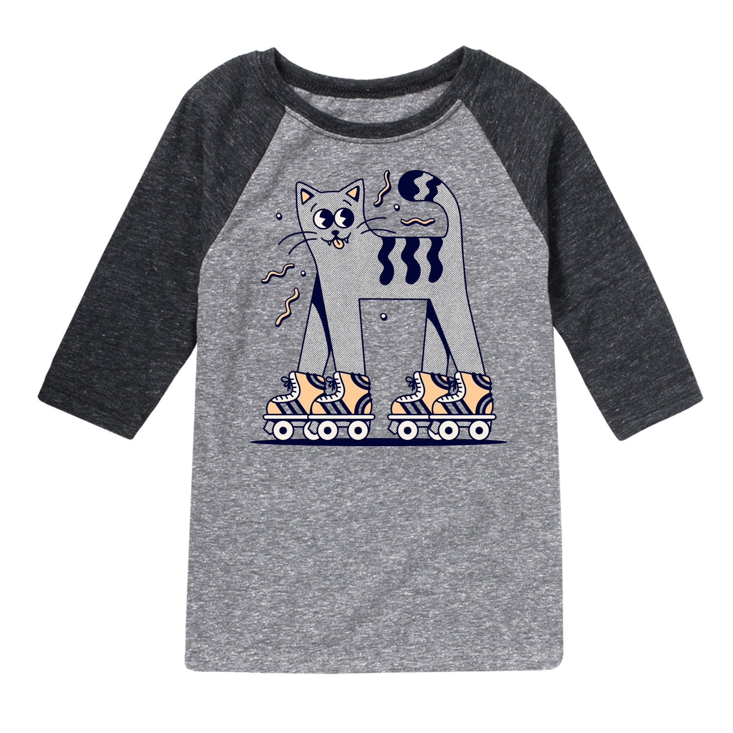 Roller Skating Cat - Kids Raglan - Walmart.com