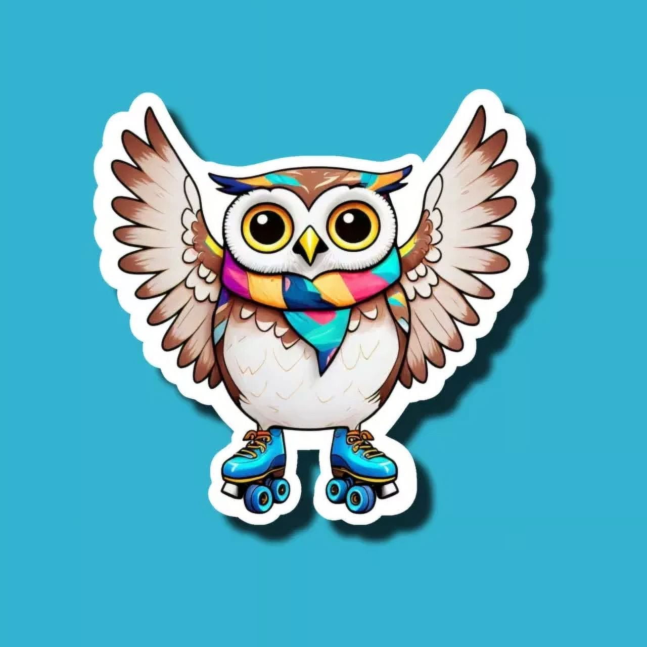Roller Skating Owl Skates Whimsical Sticker Phone Decal Water Bottle ...