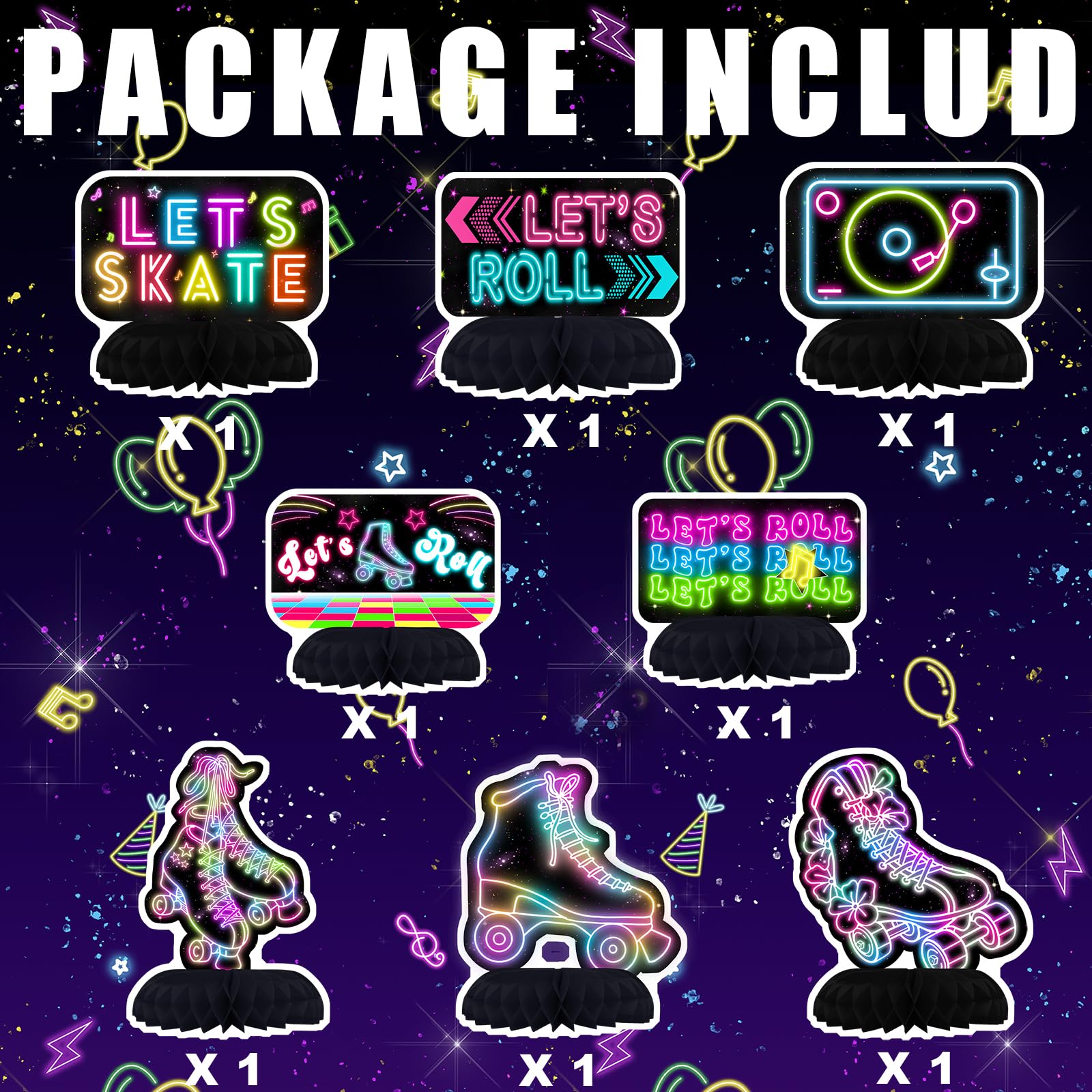 Roller Skating Party AJH3 Centerpiece Set - Skating Honeycomb Birthday ...