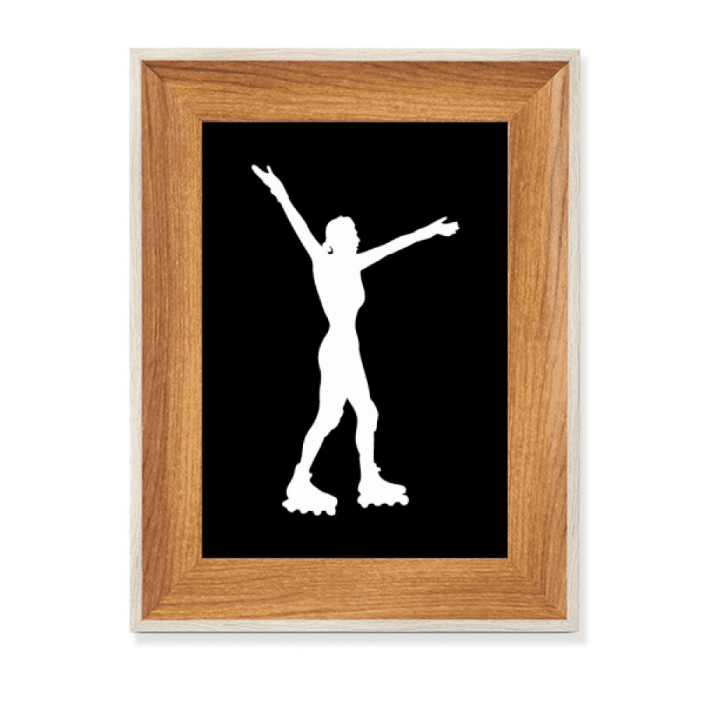 Roller Skating Sport Black Outline Desktop Wooden Photo Frame Display ...
