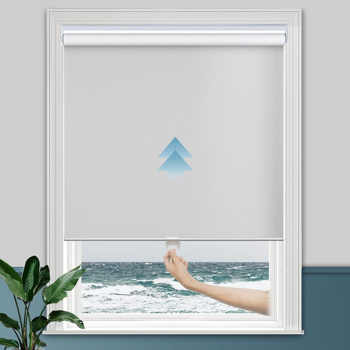 Roller Window Shades Cordless Window Blinds 100% Blackout Roller Shades UV Protection Energy ...