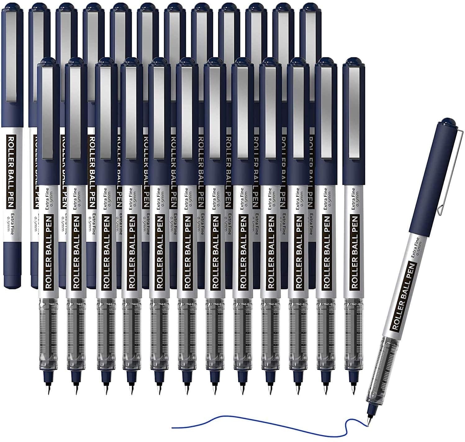 Shuttle Art 25 Pack Blue Fine Point Roller Ball Pens Liquid Ink for ...