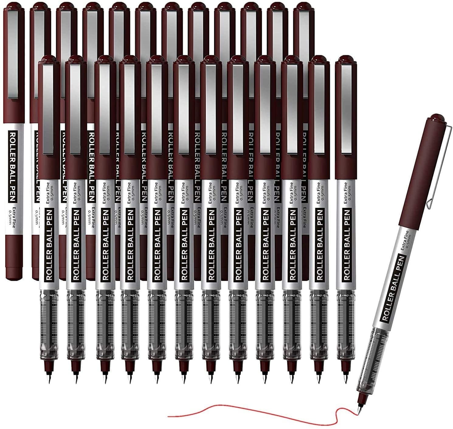 RollerBall Pens, Shuttle Art 25 Pack Red Fine Point Roller Ball Pens, 0 ...