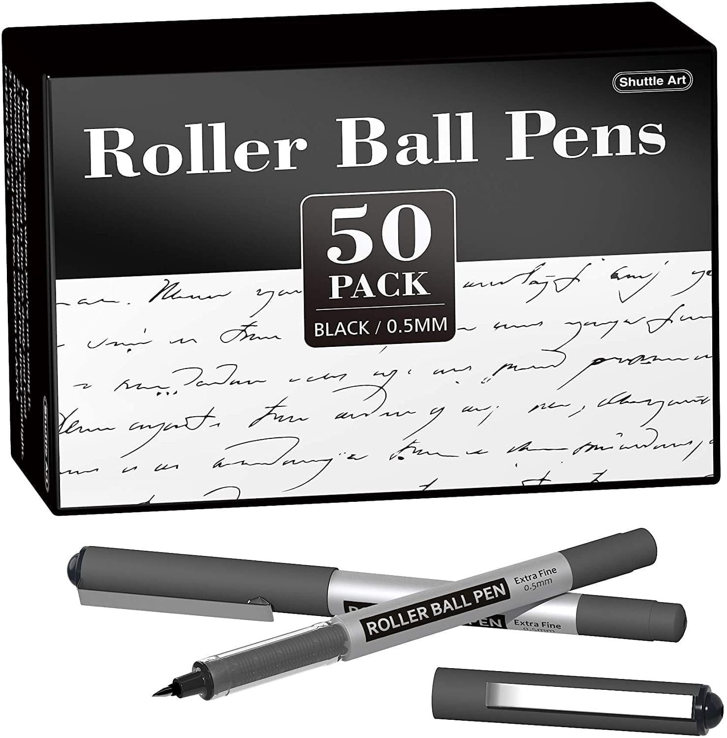 Shuttle Art, RollerBall Pens, 50 Pack, 0.5mm Fine Point Liquid Ink ...