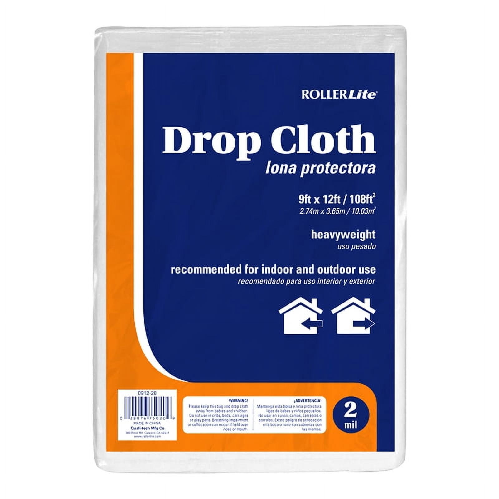 Rollerlite 0912-20 9' X 12' 2 Mil Plastic Drop Cloth - Walmart.com