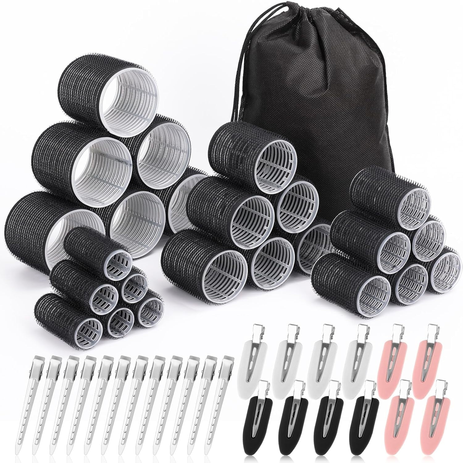 Rollers Hair Curlers 48 Pcs Set with 24Pcs Hair Rollers 4 Sizes (6 ...