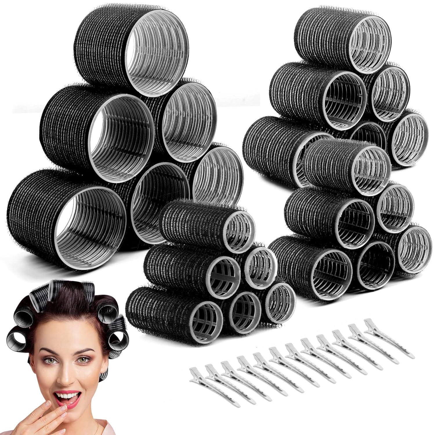 Rollers for Hair, PandaTop Rollers for Long Hair, 36 Pcs Hair Rollers ...