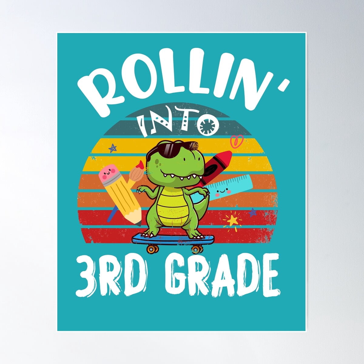 Rolli Into 3Th Grade Back To School Poster Wall Art, Modern Wall Decor ...