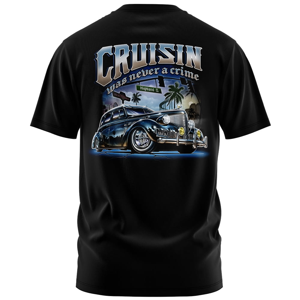 Rollin Hard Men's Cruisin Was Never a Crime Lowrider black Big & Tall ...