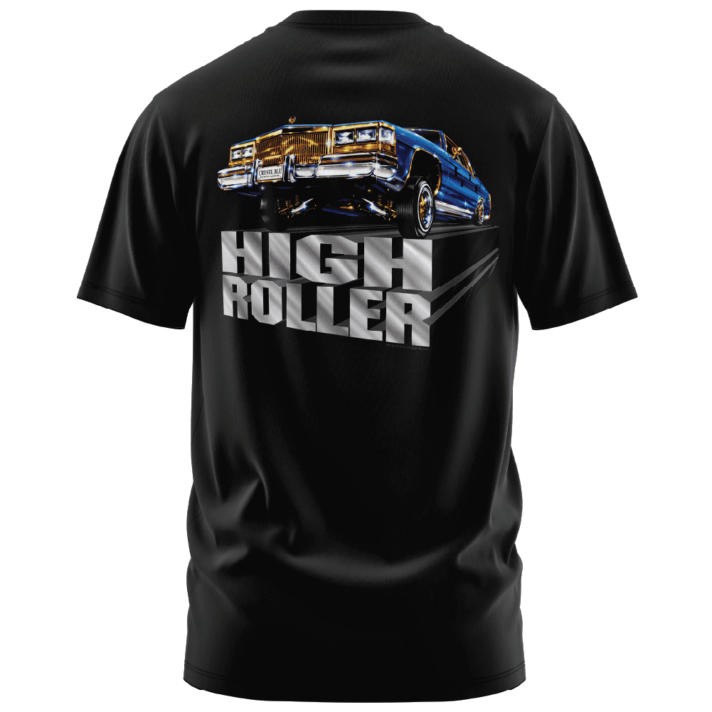 Rollin Hard men's High Roller Lowrider black classic fit front and back ...