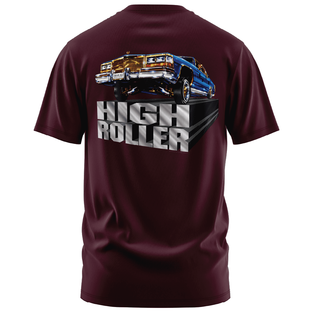 Rollin Hard men's High Roller Lowrider burgundy classic fit front and ...