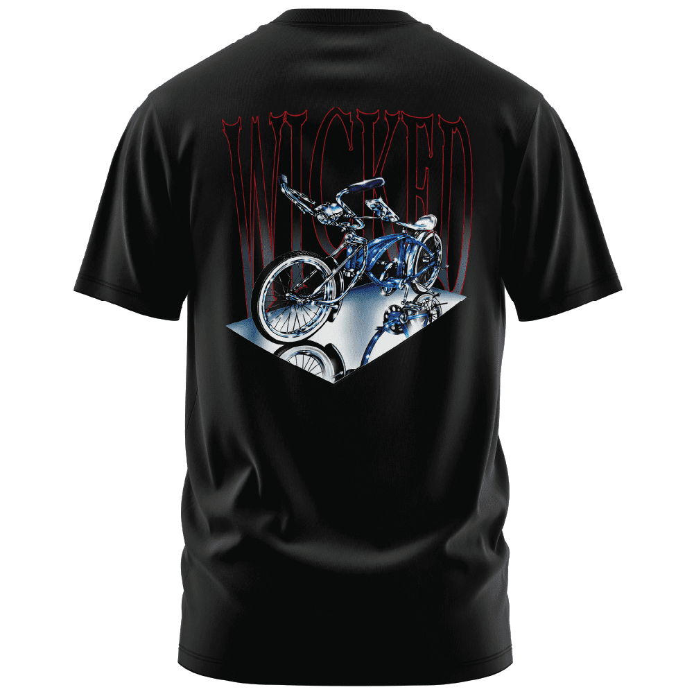 Rollin Hard men's Wicked Bike black classic fit front and back print graphic tee shirt - Walmart.com