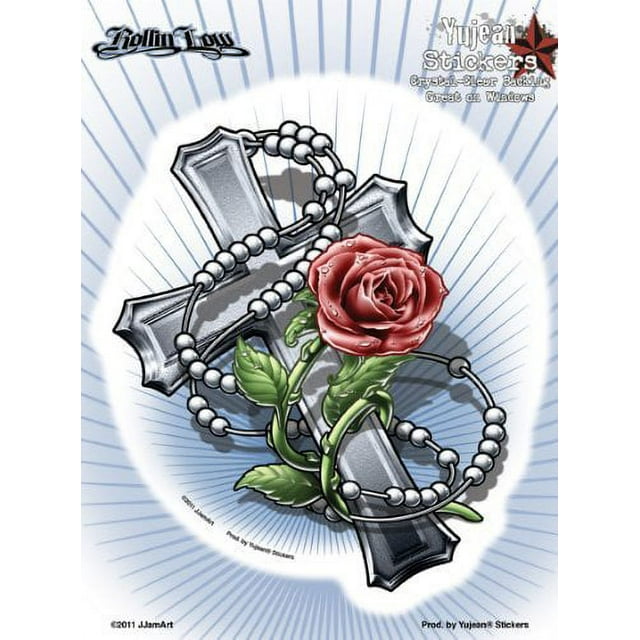 Rollin Low - Rosary and Cross - Large Sticker / Decal - Walmart.com