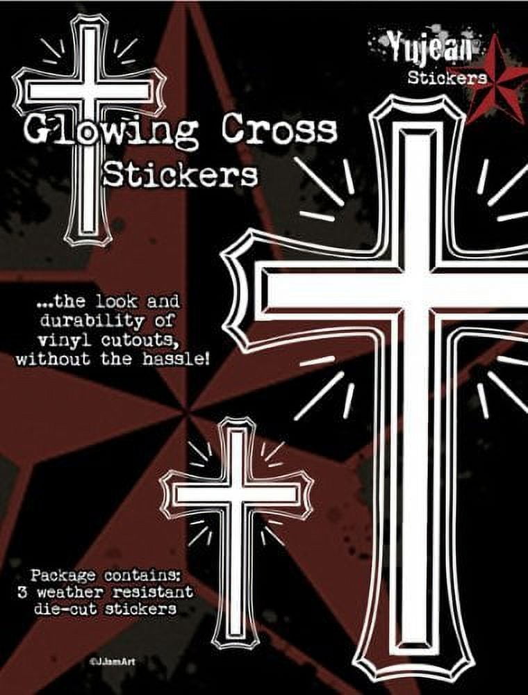 Rollin Low - White Glowing Cross - Set of 3 White Stickers / Decals ...