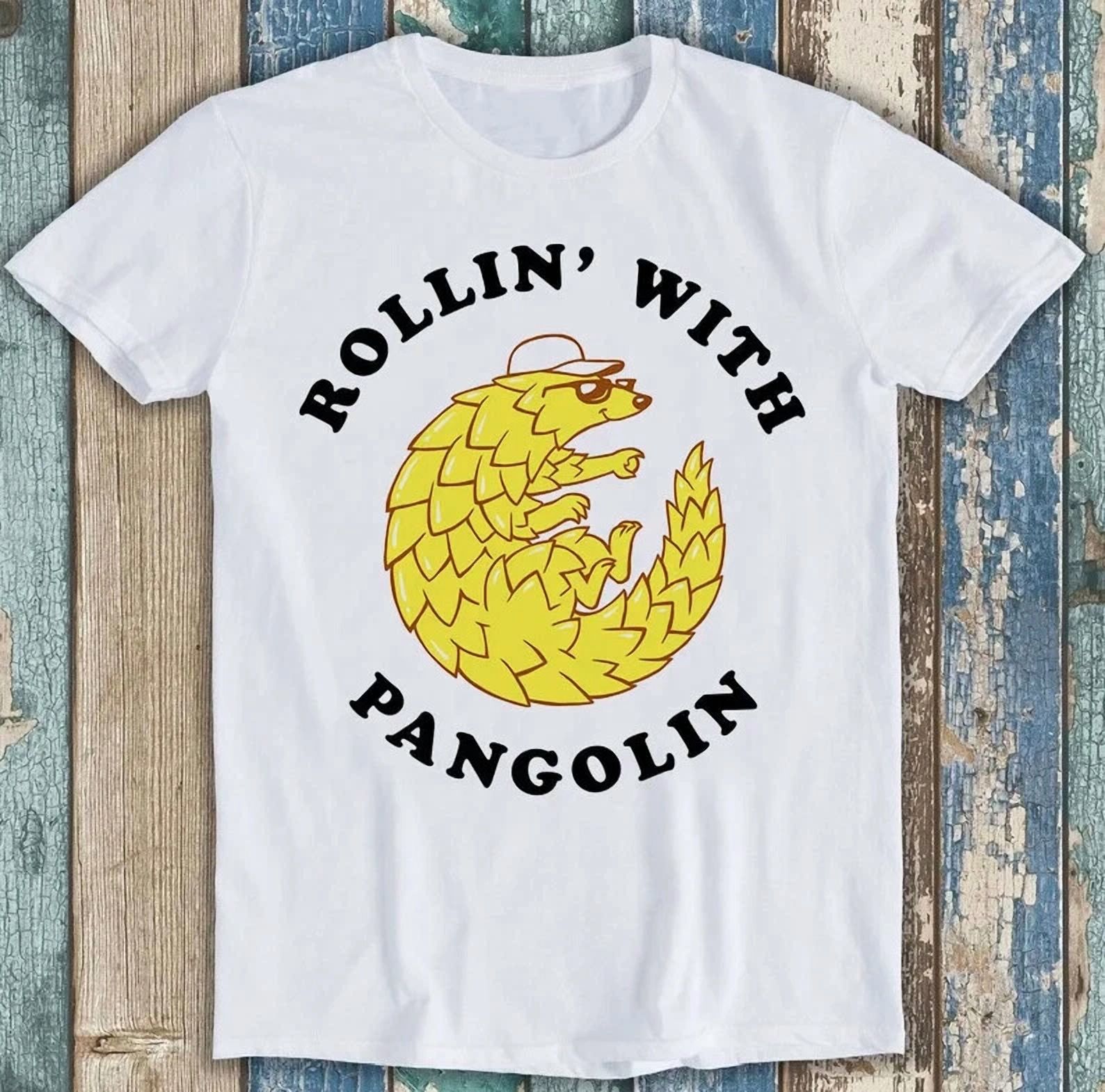 Rollin' With My Pangolin Funny Cute Animal Lover Retro Style Unisex T ...