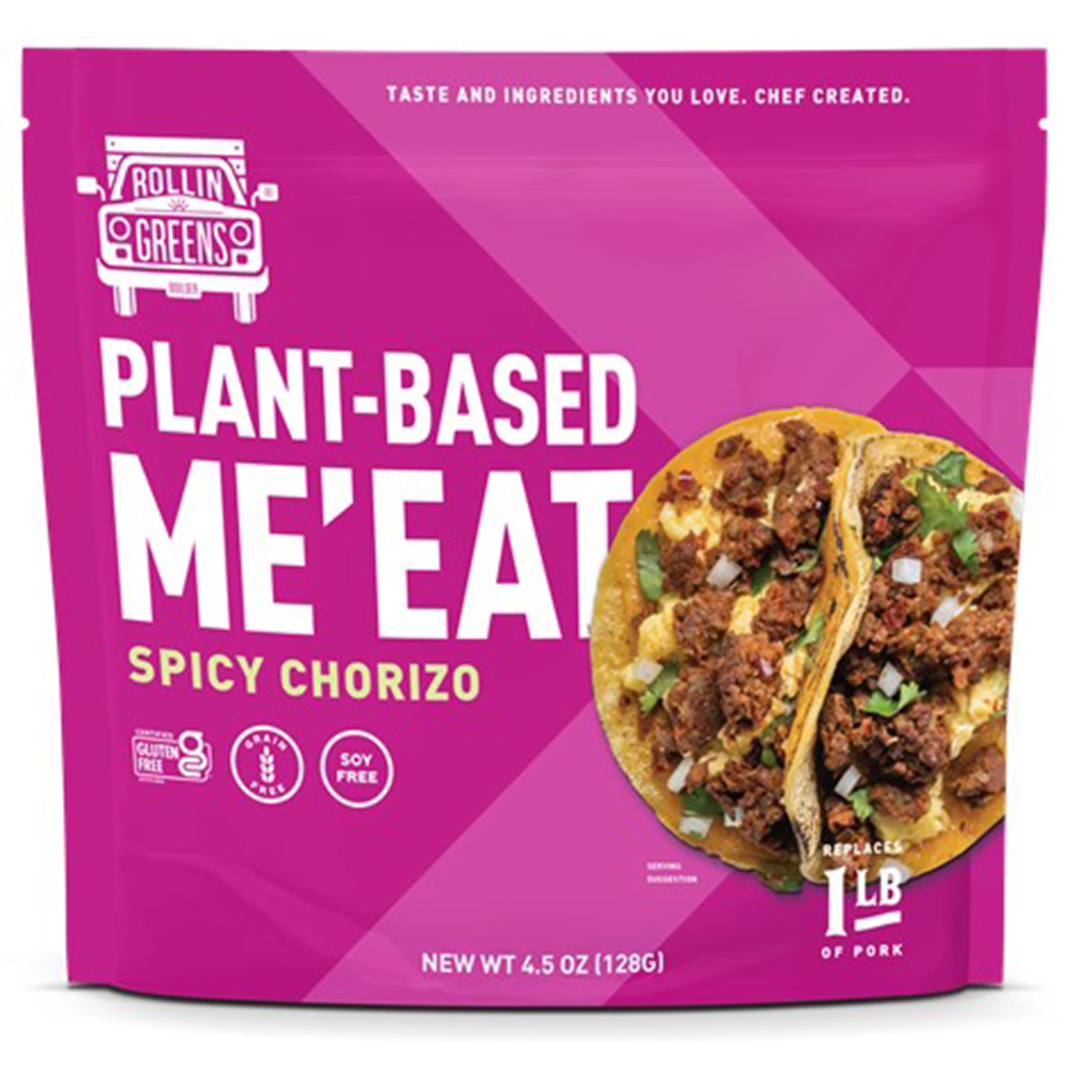 RollinGreens Plant-Based Spicy Chorizo ME'EAT, 4.5 oz Pouch, 1 Count ...
