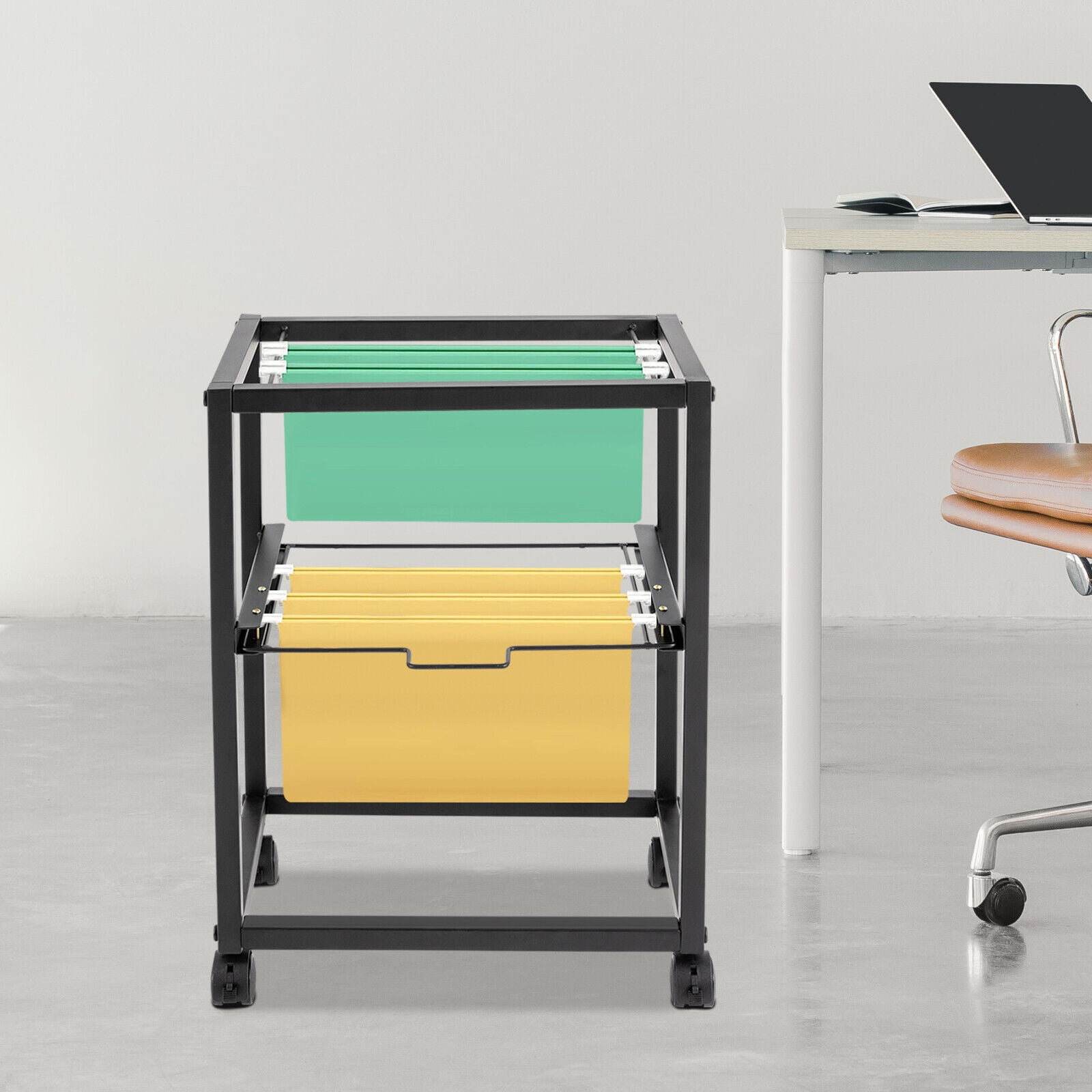 Rolling 2 Tier File Cabinet, Steel Black - Walmart.com