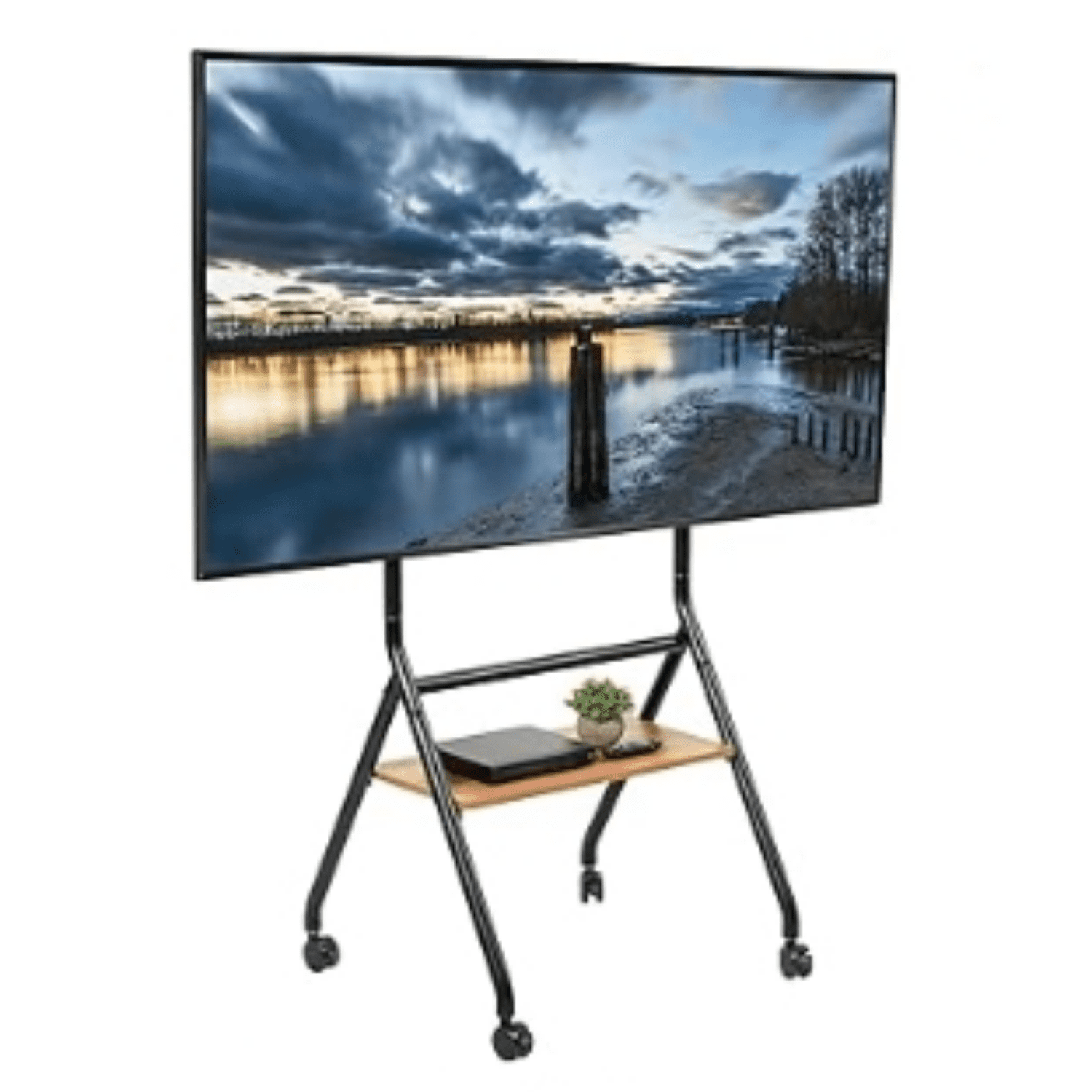 Rolling 37 to 86 inch Height Adjustable TV Floor Stand with Shelf, Max ...