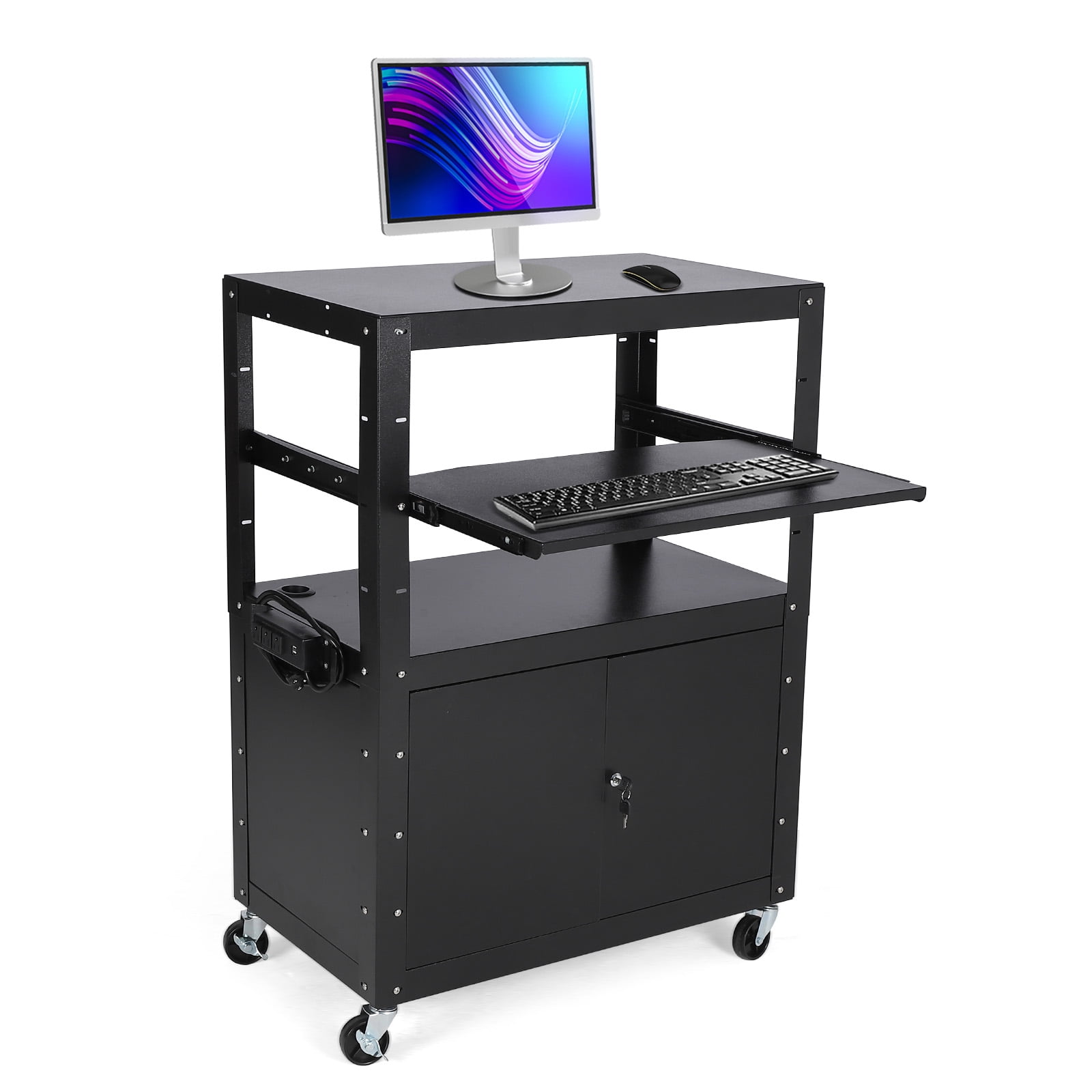 Walmart's Metal Rolling AV Cart with Wheels, Locking Cabinet ...