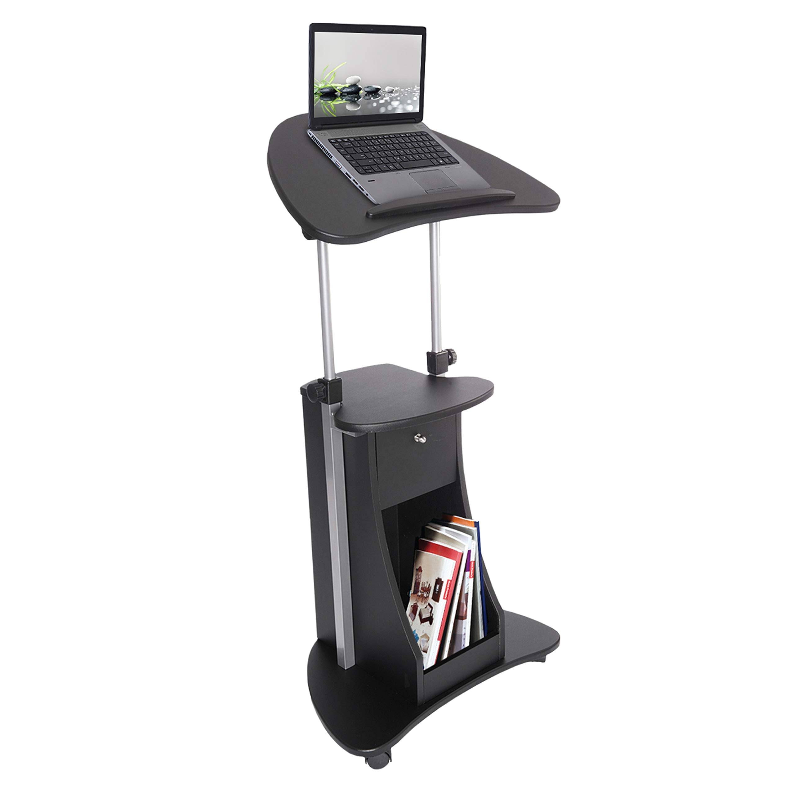 Rolling Adjustable Height Computer Cart for Medical Use Sit Stand ...
