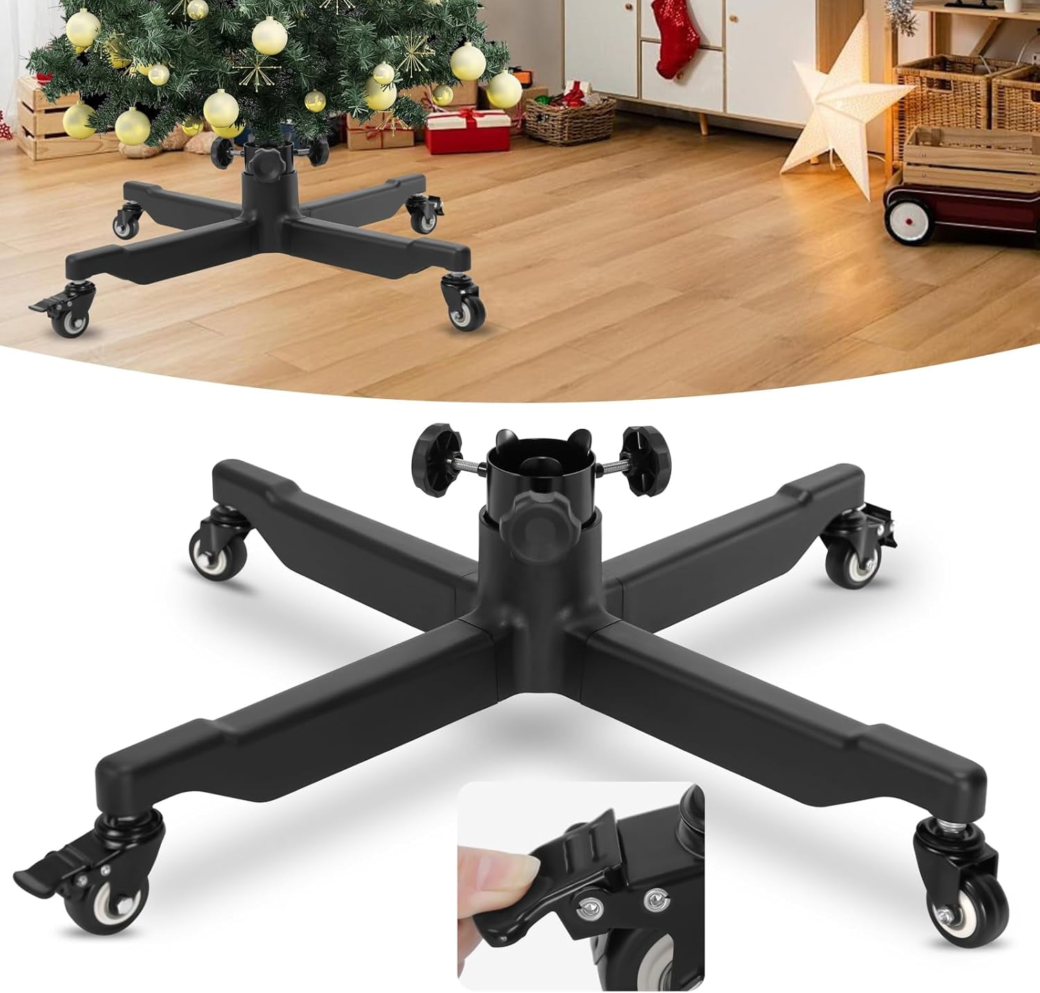 Rolling Artificial Christmas Tree Stand Base Replacement with Wheels ...