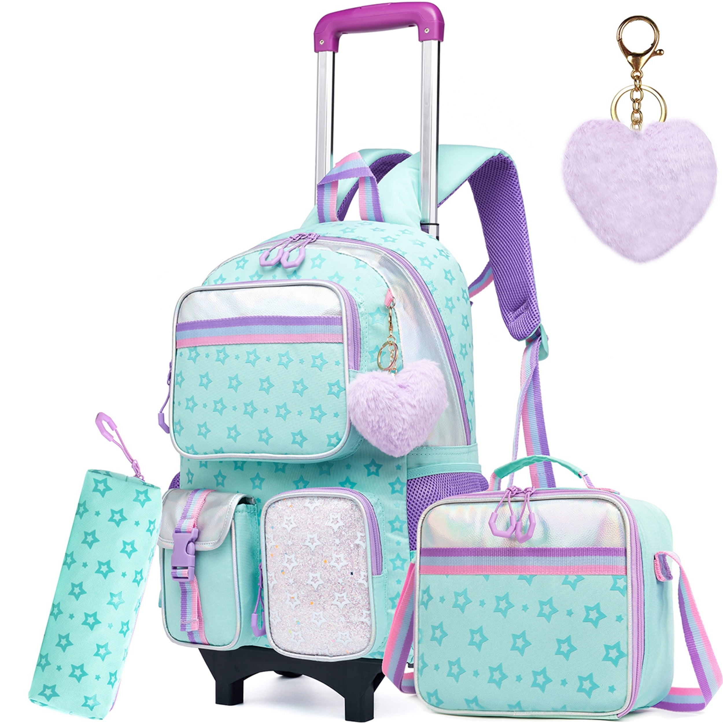 Kids Rolling School Backpack for Girls with Wheels,Carry on Wheeled ...