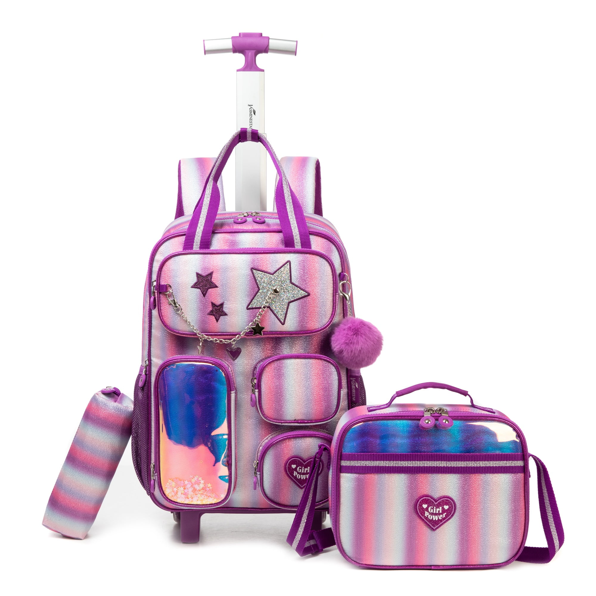 Kids Rolling Backpack for School Girls ,3 In 1 Wheeled School Bags with ...