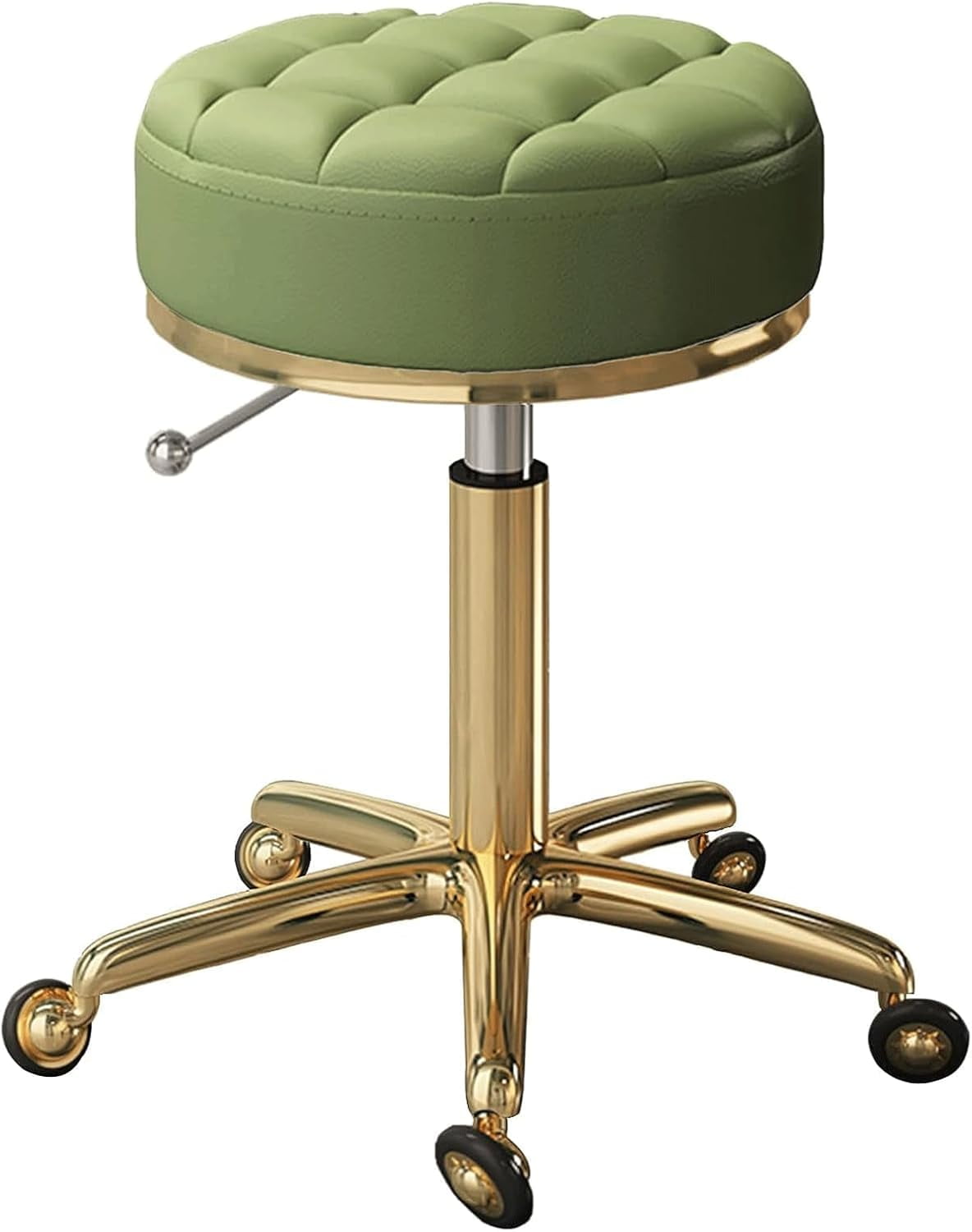 Rolling Bar Stool with Wheels Round Hydraulic Lift Work Stool Counter ...