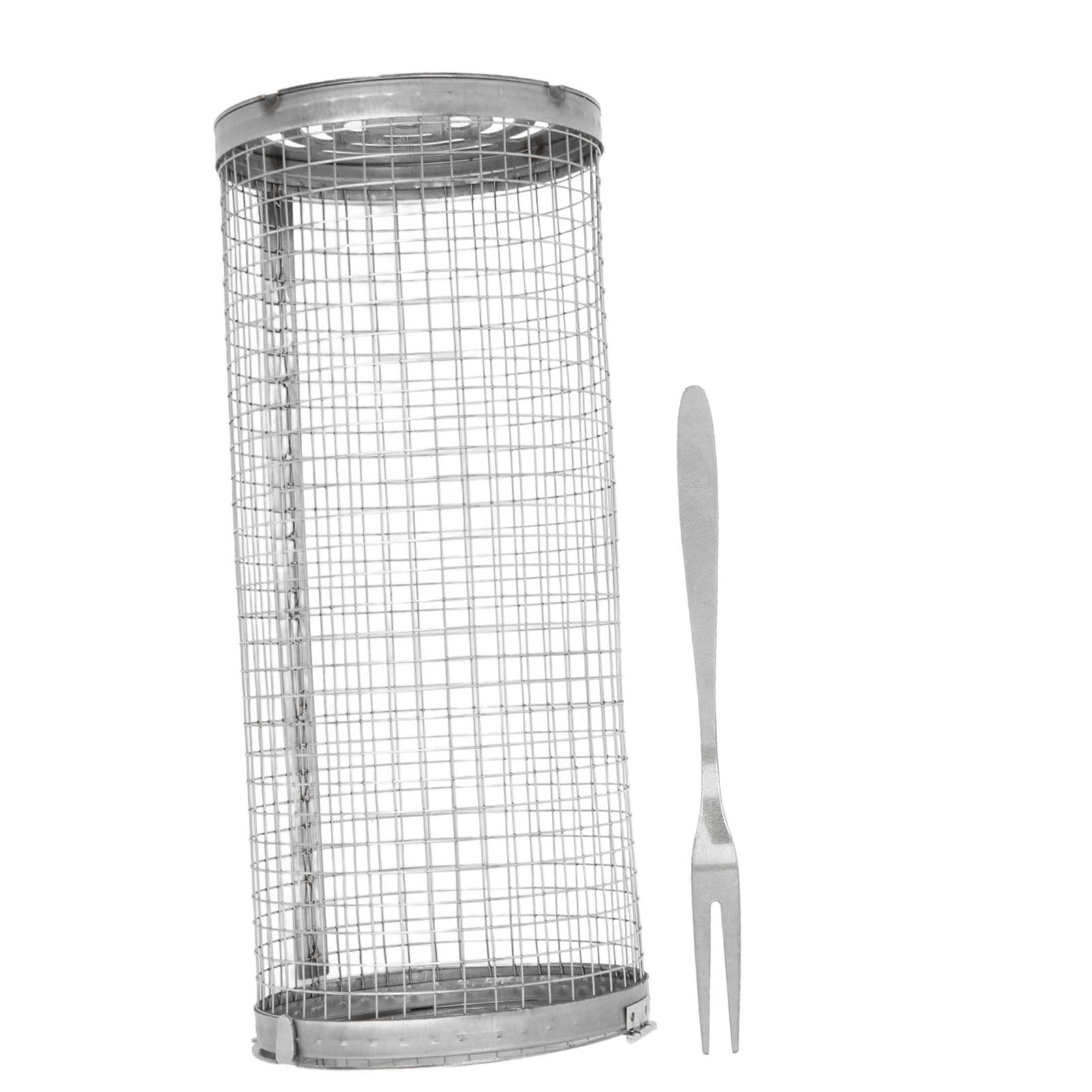 Rolling Barbecue Basket Open Grid Stainless Steel Wire Mesh Cylinder ...