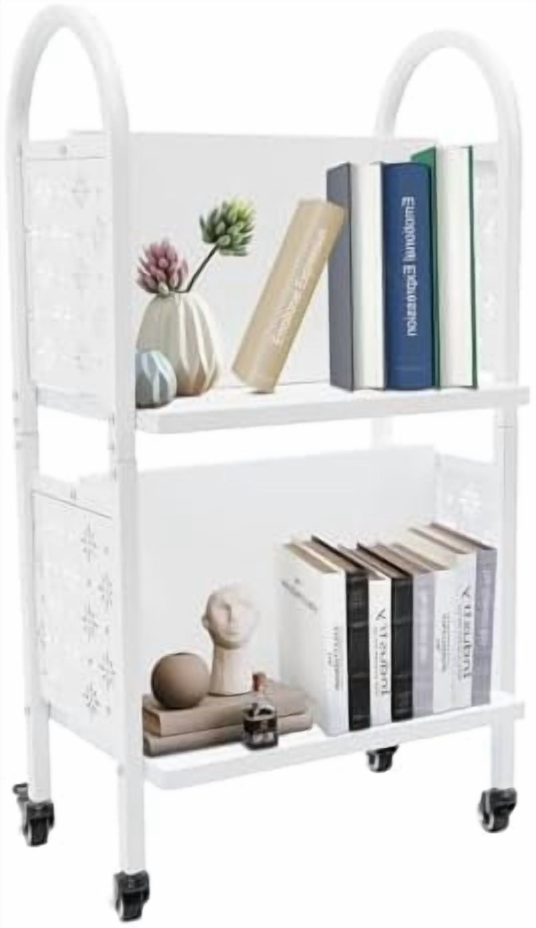 Rolling Book Cart,Rolling Library Book Cart with Handles,Moveable Book ...