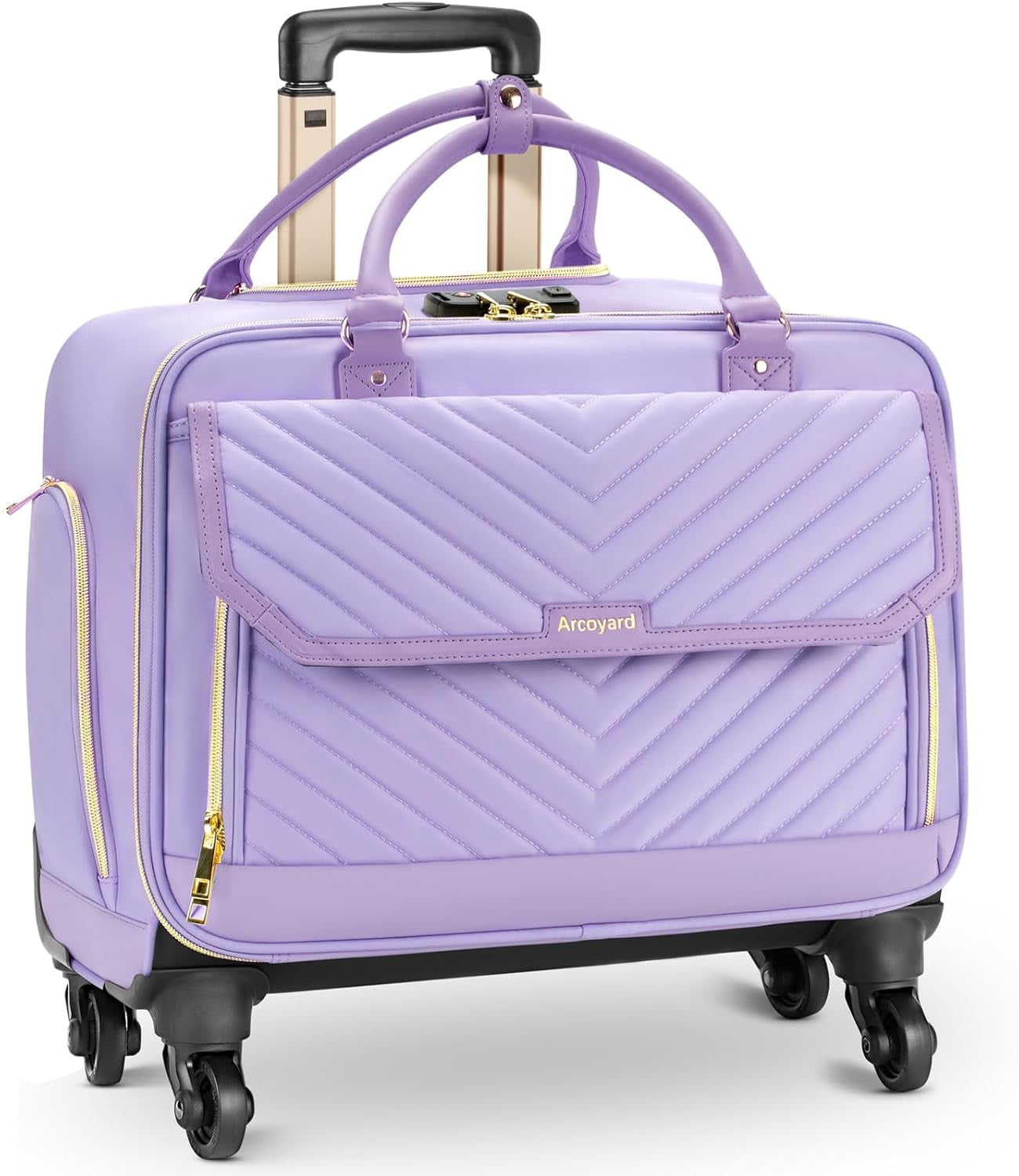 Rolling Briefcase for Women, 17.3 Inch Laptop Bag with 4 Spinner Wheels ...