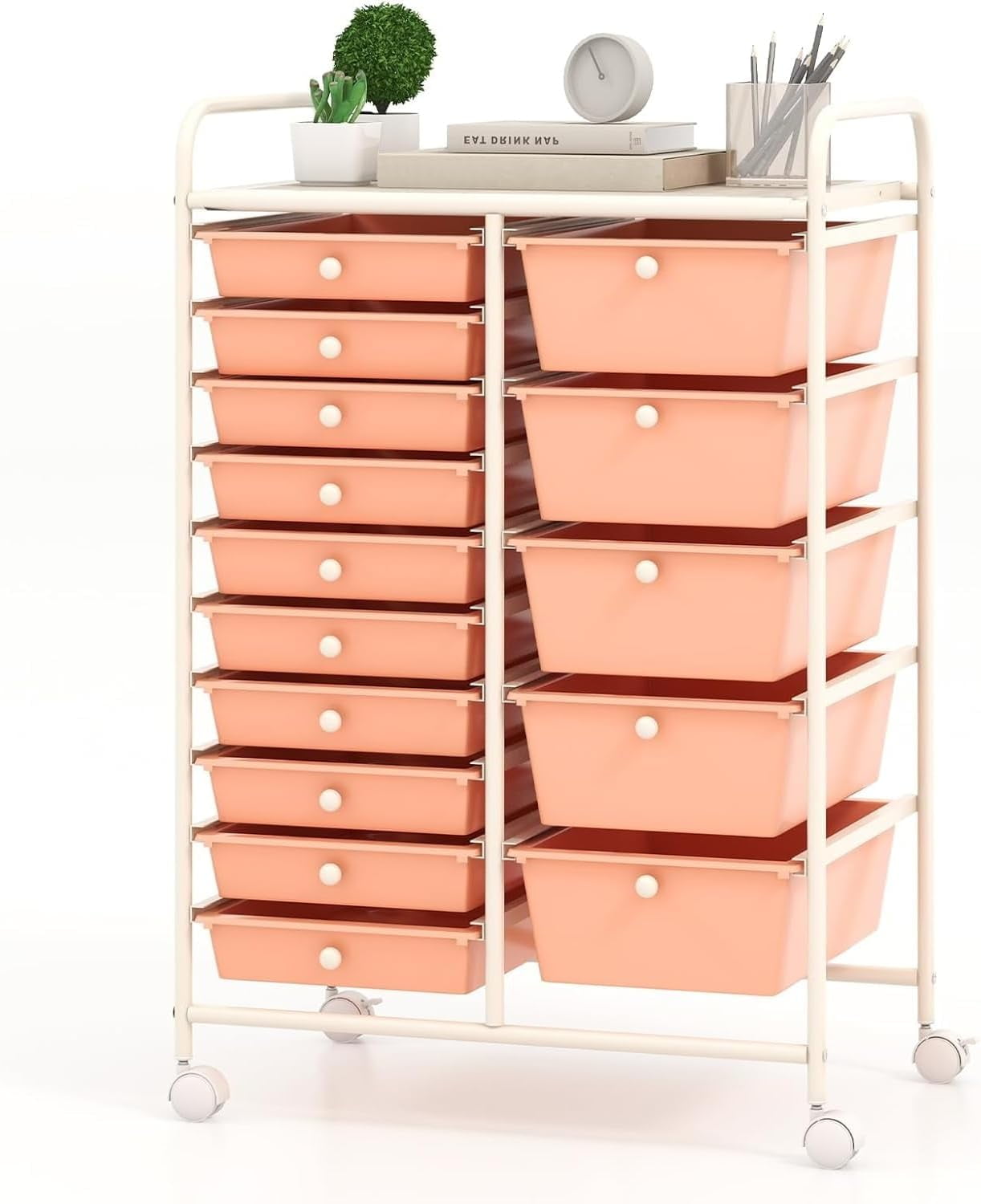 Rolling Cart with 15 Drawers, 15 Tiers Multicolor Trolley, Drawer Bin ...