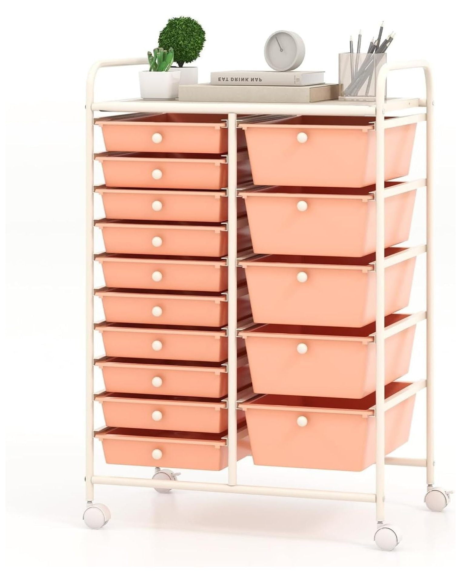 Rolling Cart with 15 Drawers, 15 Tiers Multicolor Trolley, Drawer Bin ...