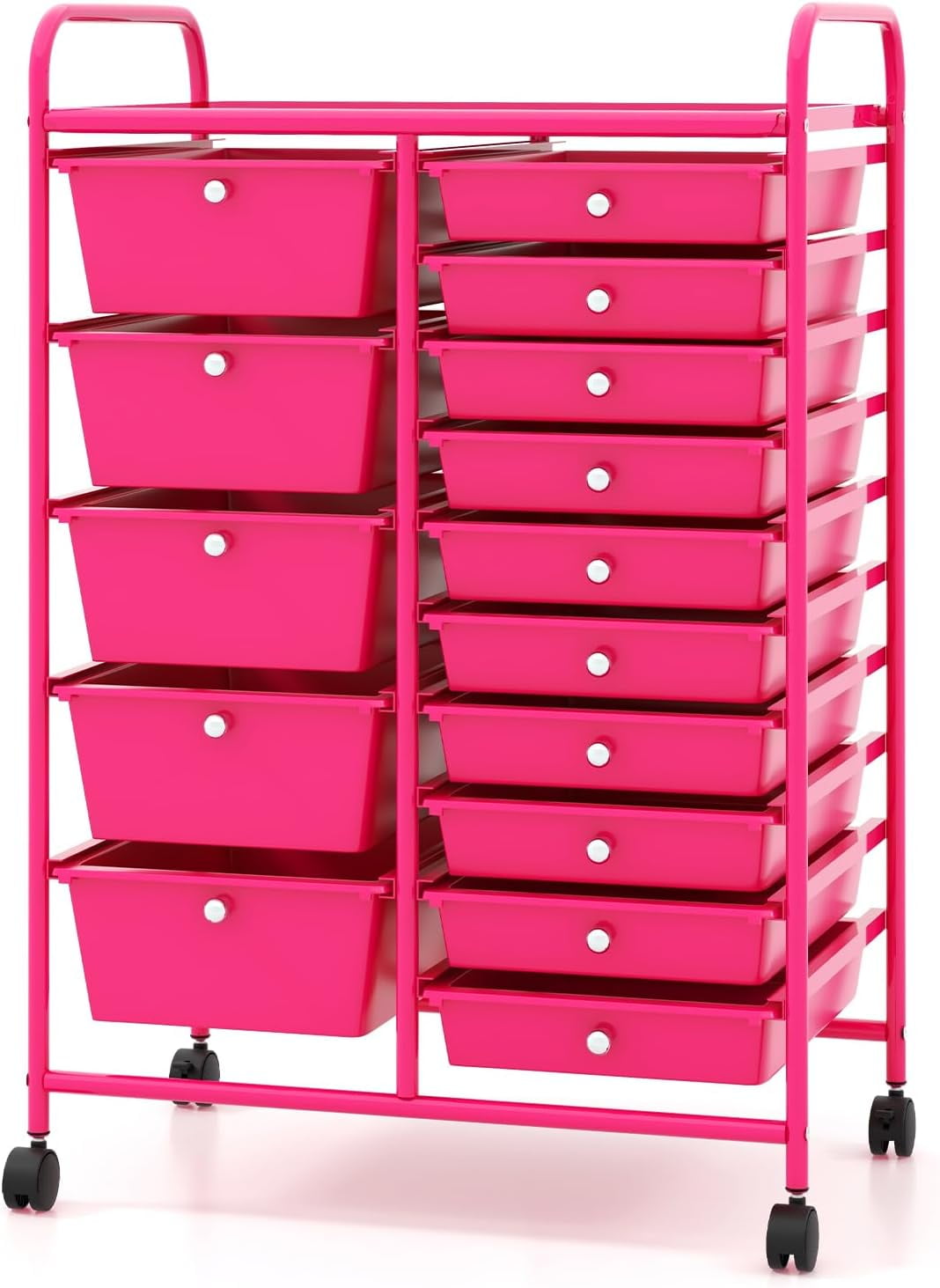 Rolling Cart with 15 Drawers, 15 Tiers Multicolor Trolley, Drawer Bin ...