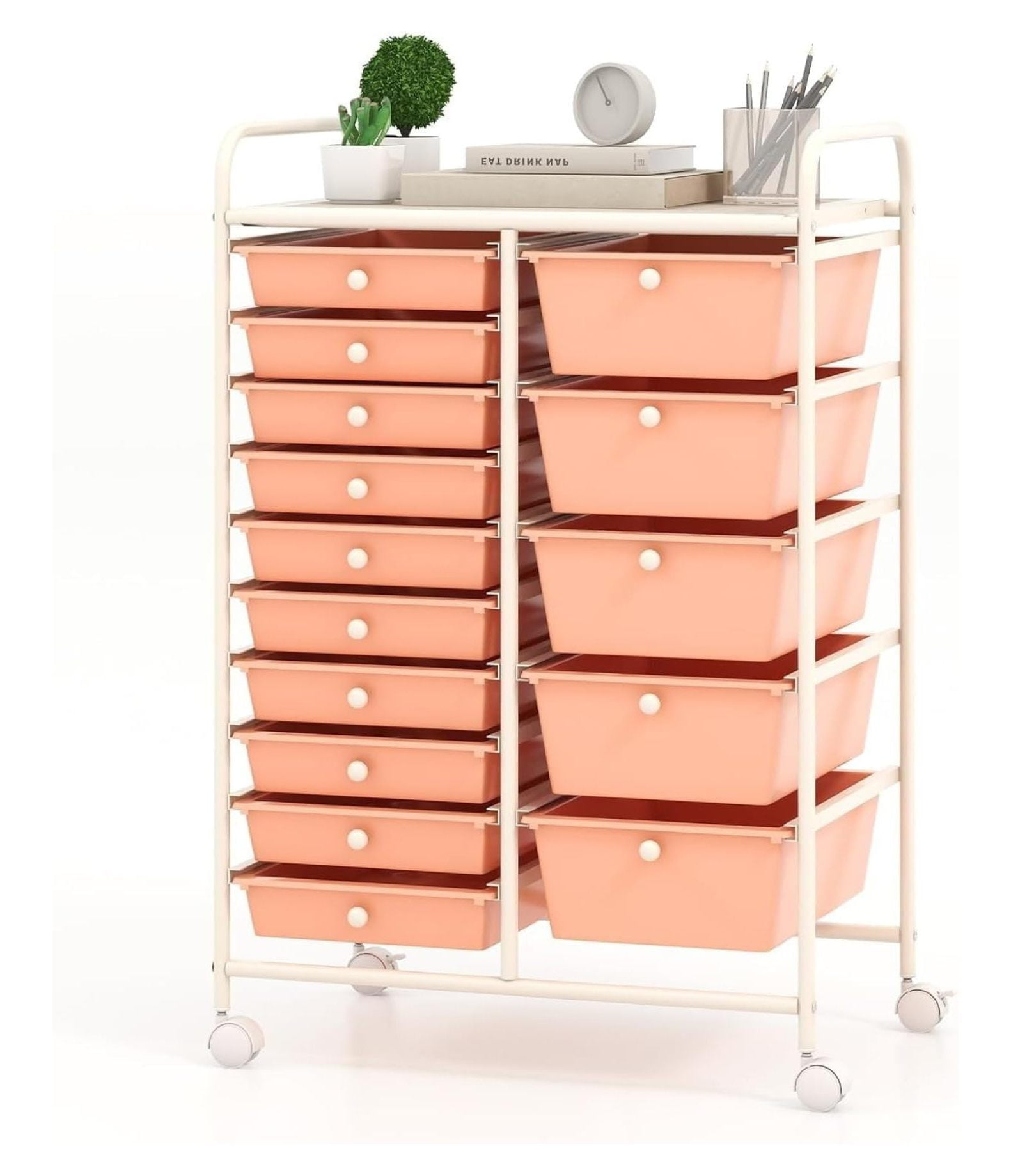 Rolling Cart with 15 Drawers, 15 Tiers Multicolor Trolley, Drawer Bin ...