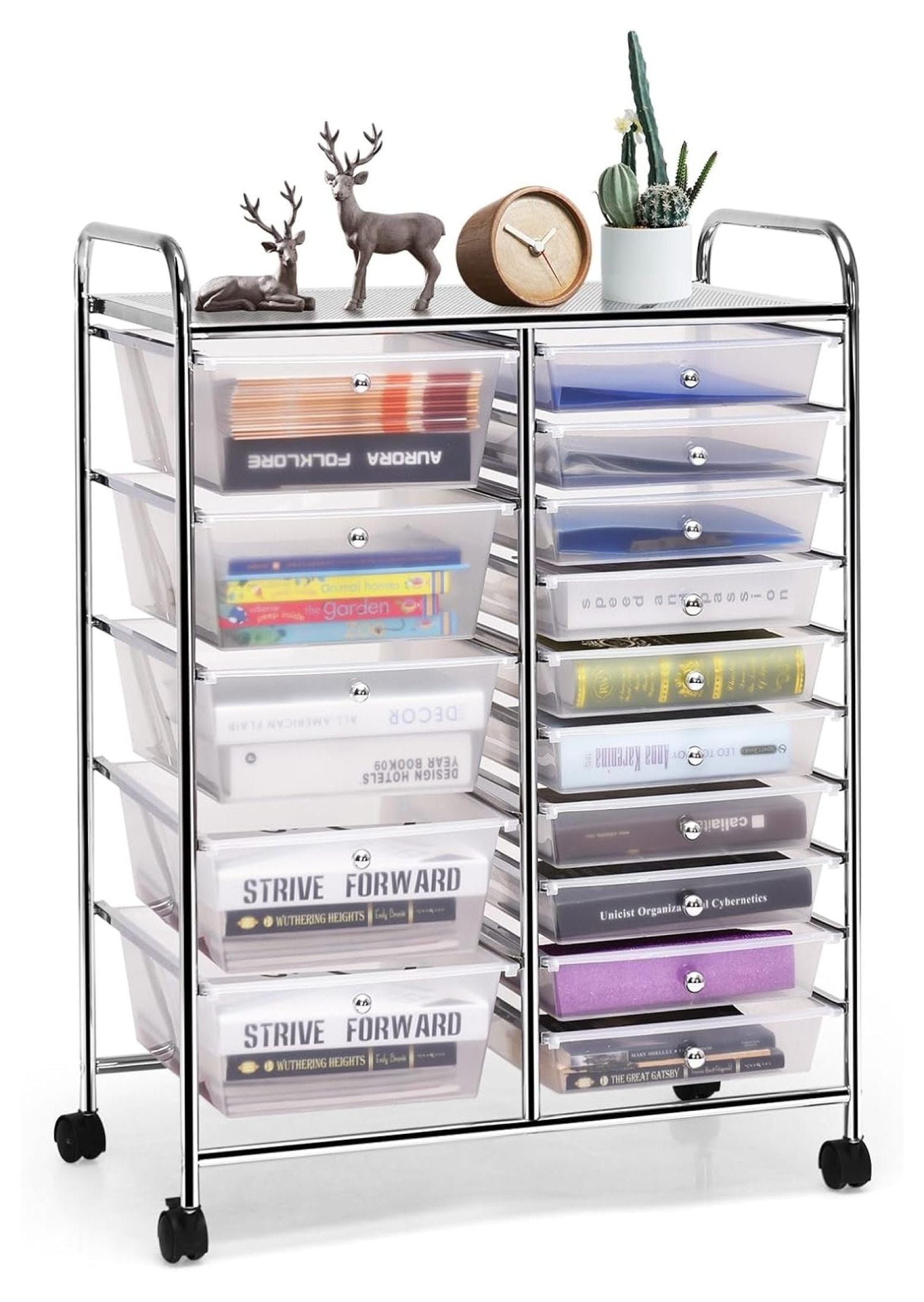 HMTtie 15-Drawer Art & Craft Storage Carts with Lockable Wheels ...