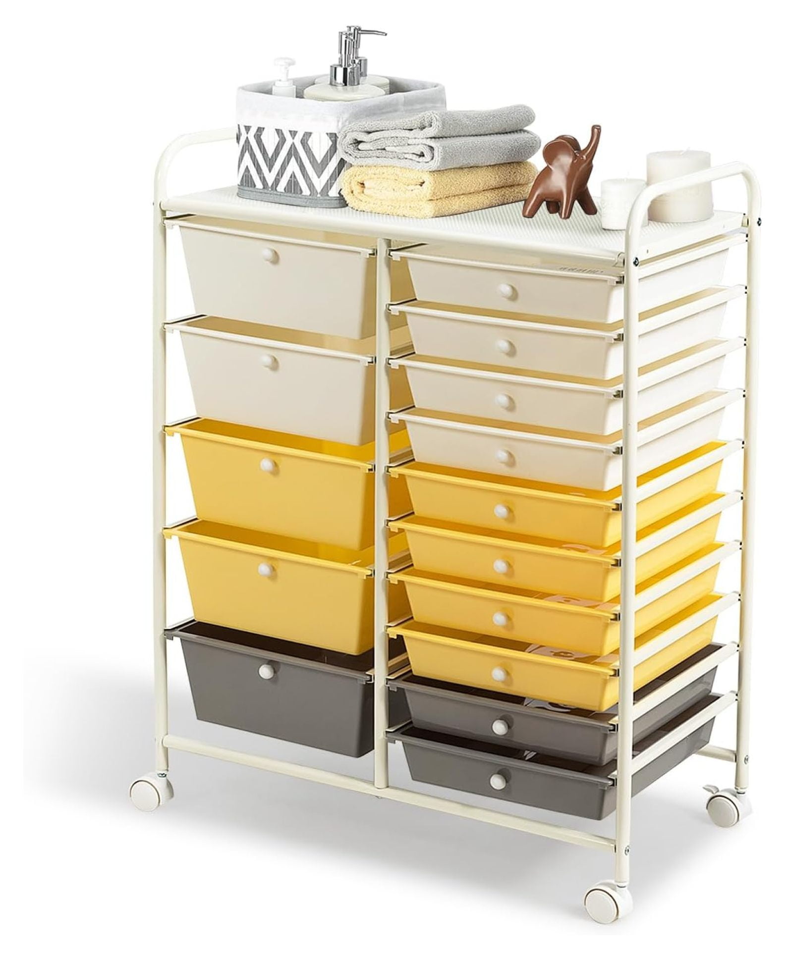Rolling Cart with 15 Drawers, Rolling Drawer Organizer Cart w/Lockable ...
