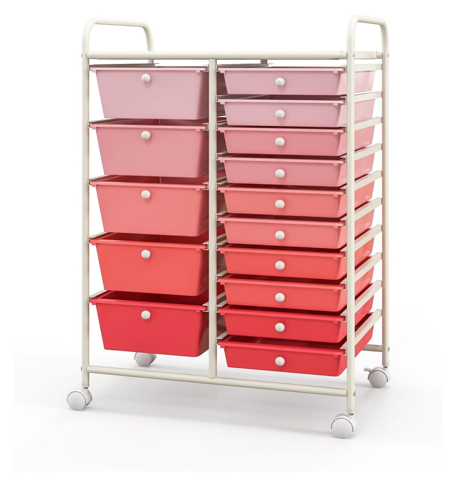 Rolling Cart with 15 Drawers, Rolling Drawer Organizer Cart w/Lockable ...