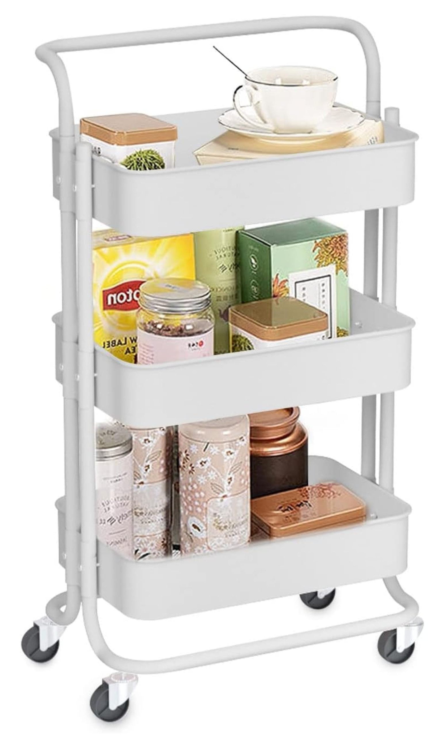 Rolling Cart, 3 Tier Rolling Cart, Book Cart on Wheels, Art Cart, 3 ...