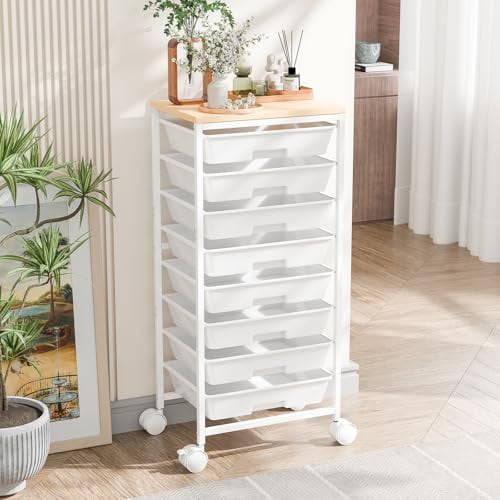 Rolling Cart with 8 Drawers, Art Cart with Large Storage Drawers and ...