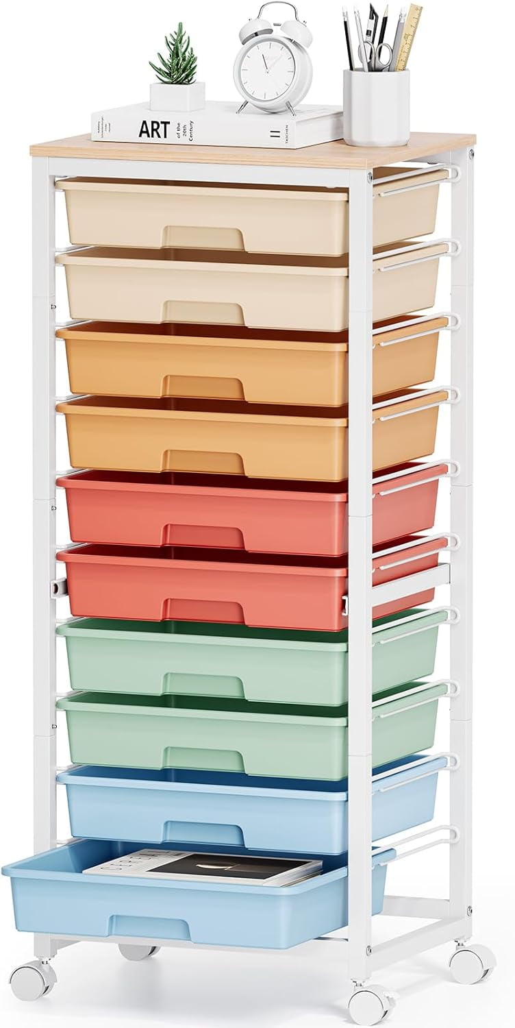 Rolling Cart with Drawers,10 Drawer Rolling Cart,Storage Cart with ...