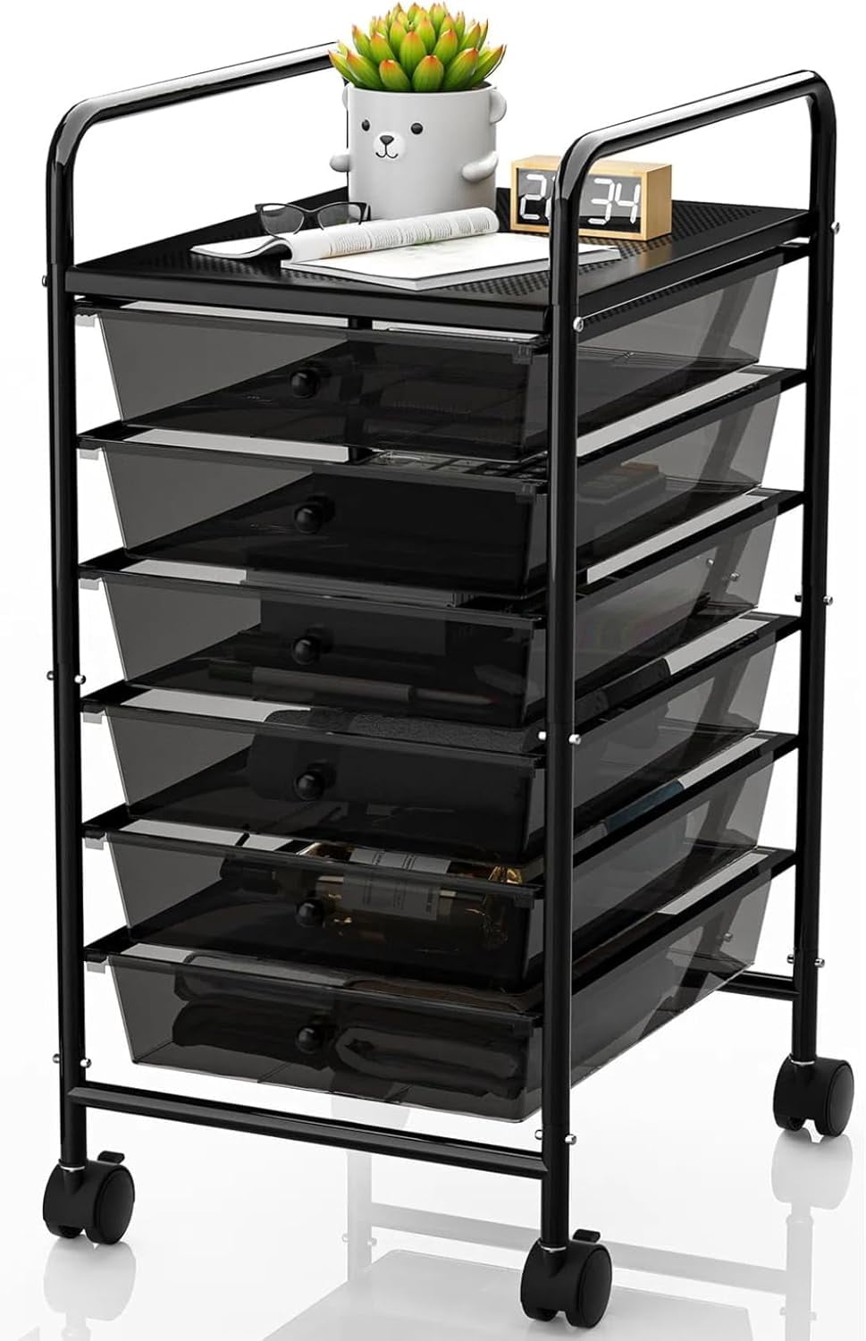 Rolling Cart with Drawers, 6-Tier Rolling Storage Cart with Drawers ...