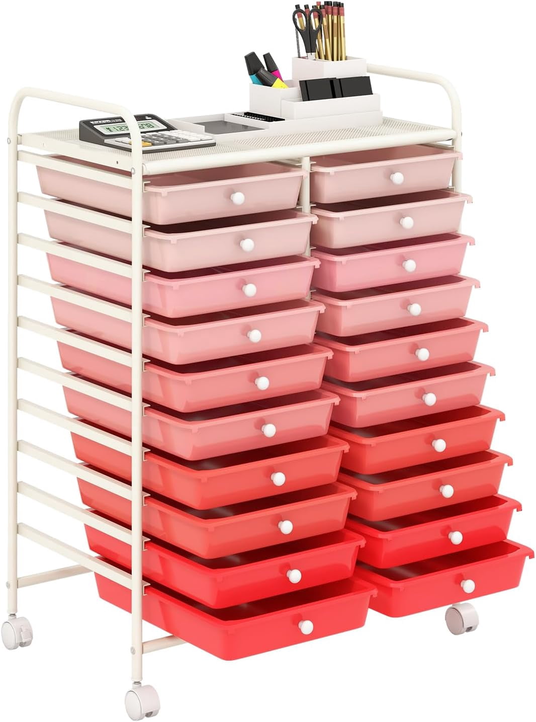 Rolling Cart with Storage Drawers, Utility Cart with Removable Plastic ...