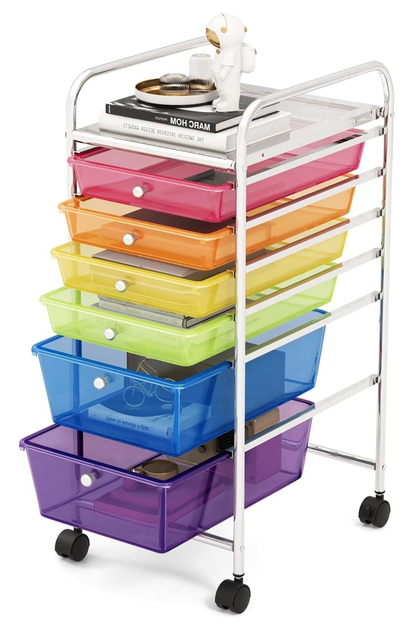 Rolling Cart with Storage Drawers, Utility Cart with Removable Plastic ...