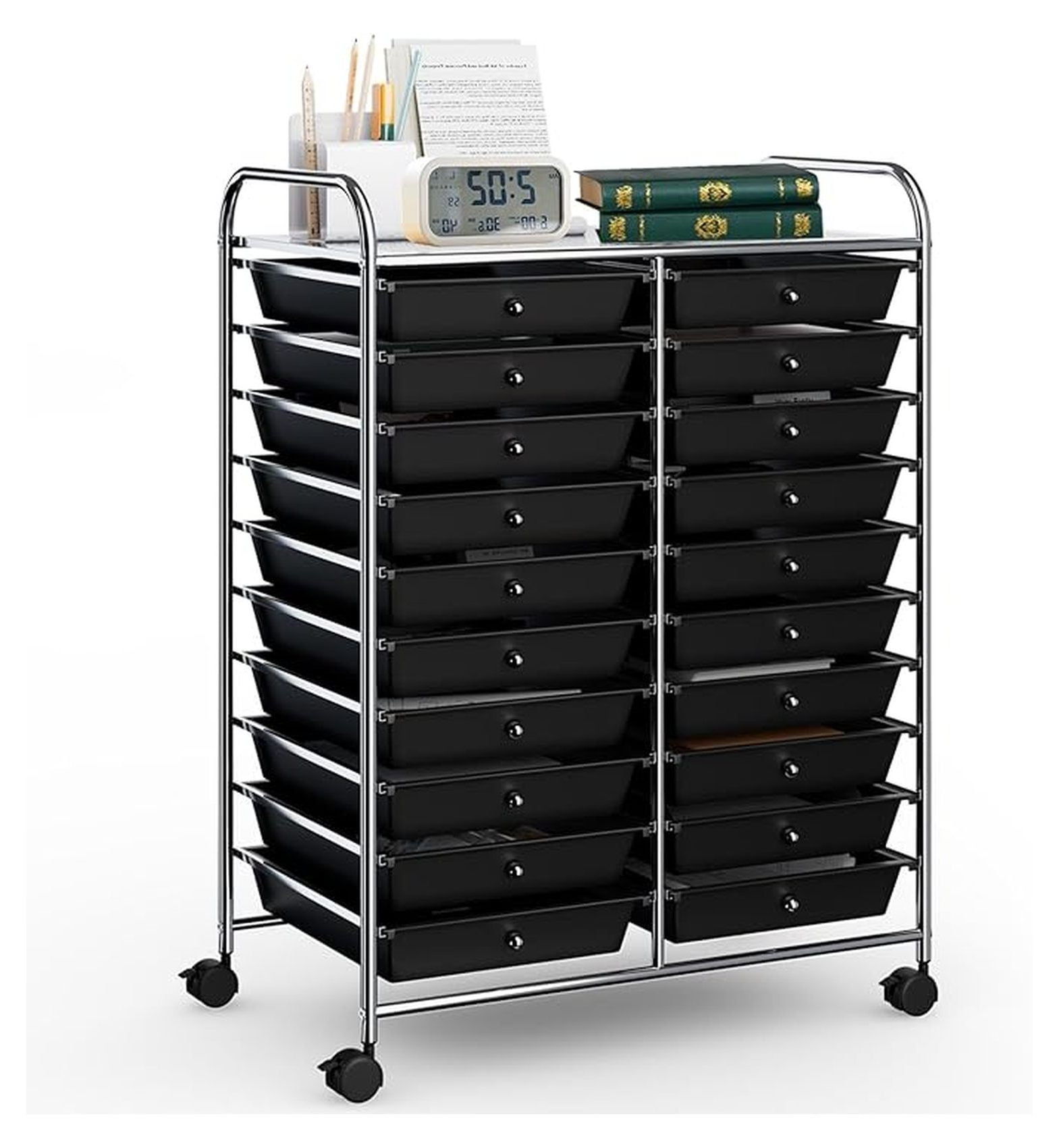 Rolling Cart With Storage Drawers, Utility Cart With Removable Plastic ...