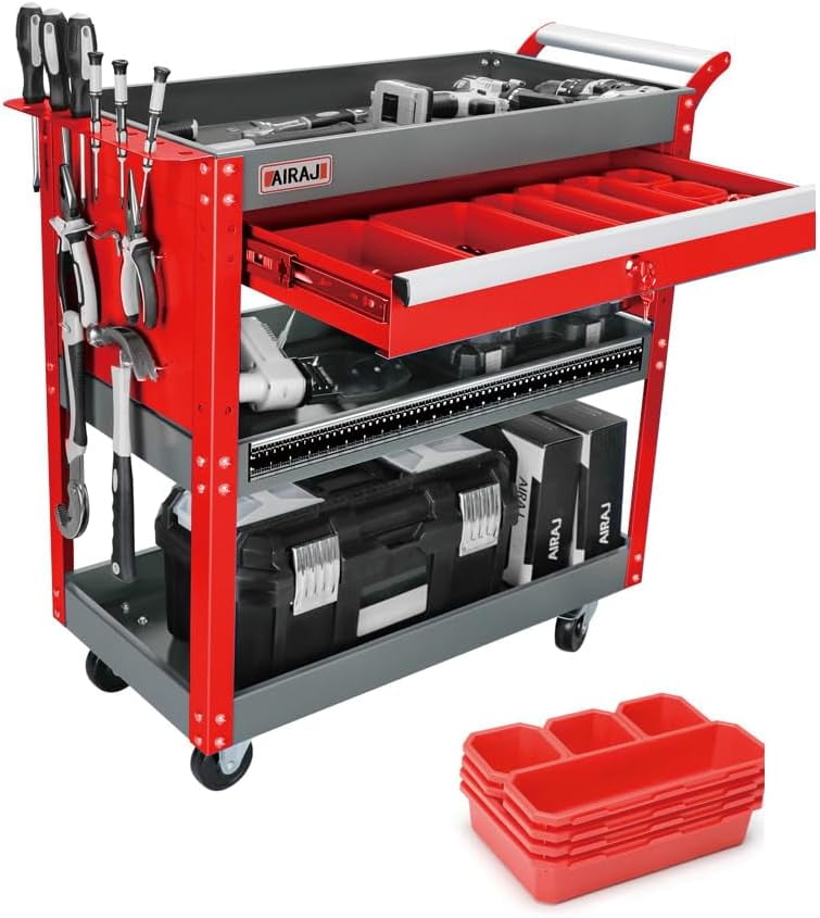 Rolling Cart with Wheels,3 Tier Mechanic Tool Cart with Drawers,440LBS ...