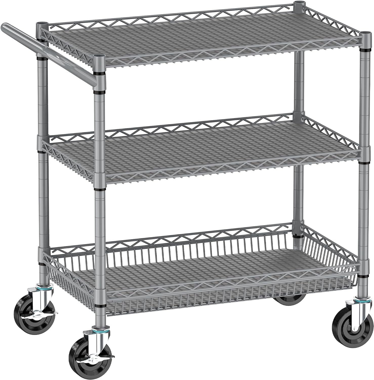 Rolling Cart with Wheels, Heavy Duty 3 Tier Metal Utility Cart 990lbs ...