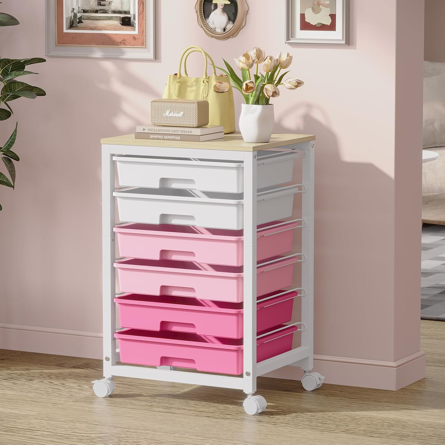 Rolling Cart with Drawers,Utility Cart with 6 Drawers,Rolling Storage ...