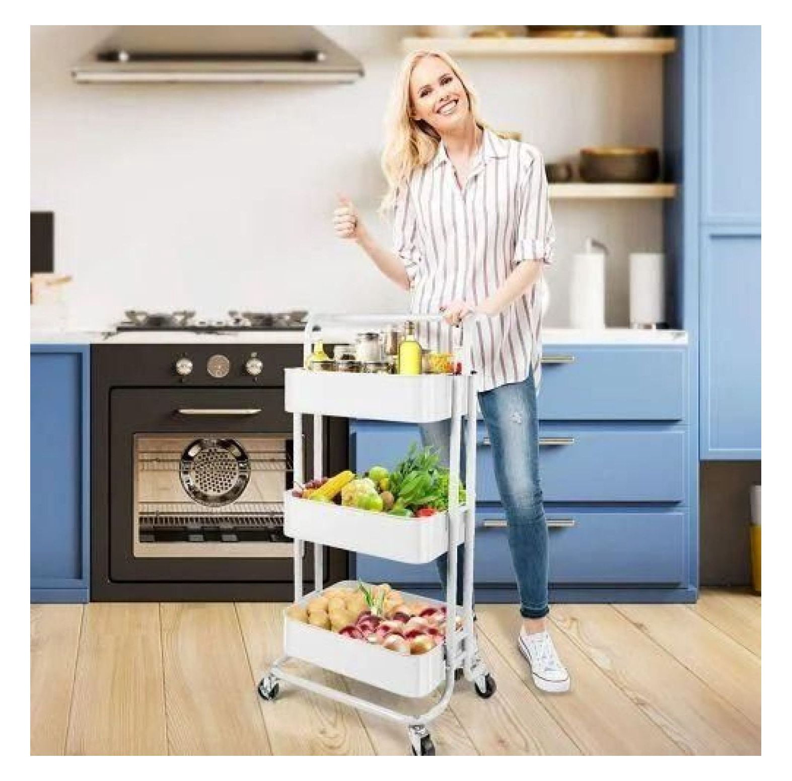 Rolling Cart with Wheels Bath Cart Organizer Cart Rolling Metal Tissue ...