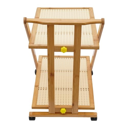 Rolling Carts with Wheels,2-Tier Portable Ladder Shelf, Removable Floor ...